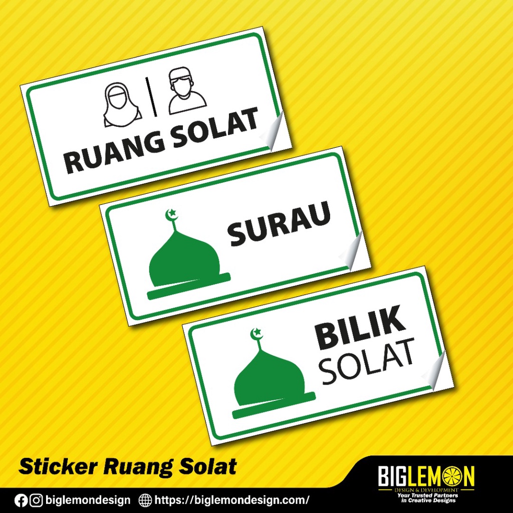 Sticker SURAU/Ruang Solat/Bilik Solat/Bilik Sembahyang/Sticker Sign ...