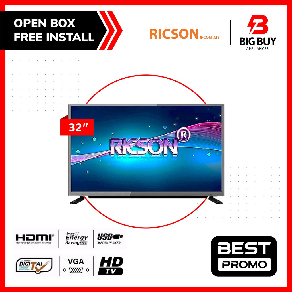 RICSON 32" DVB T2 Digital HD TV LED RLED-32RT7 | Shopee Malaysia