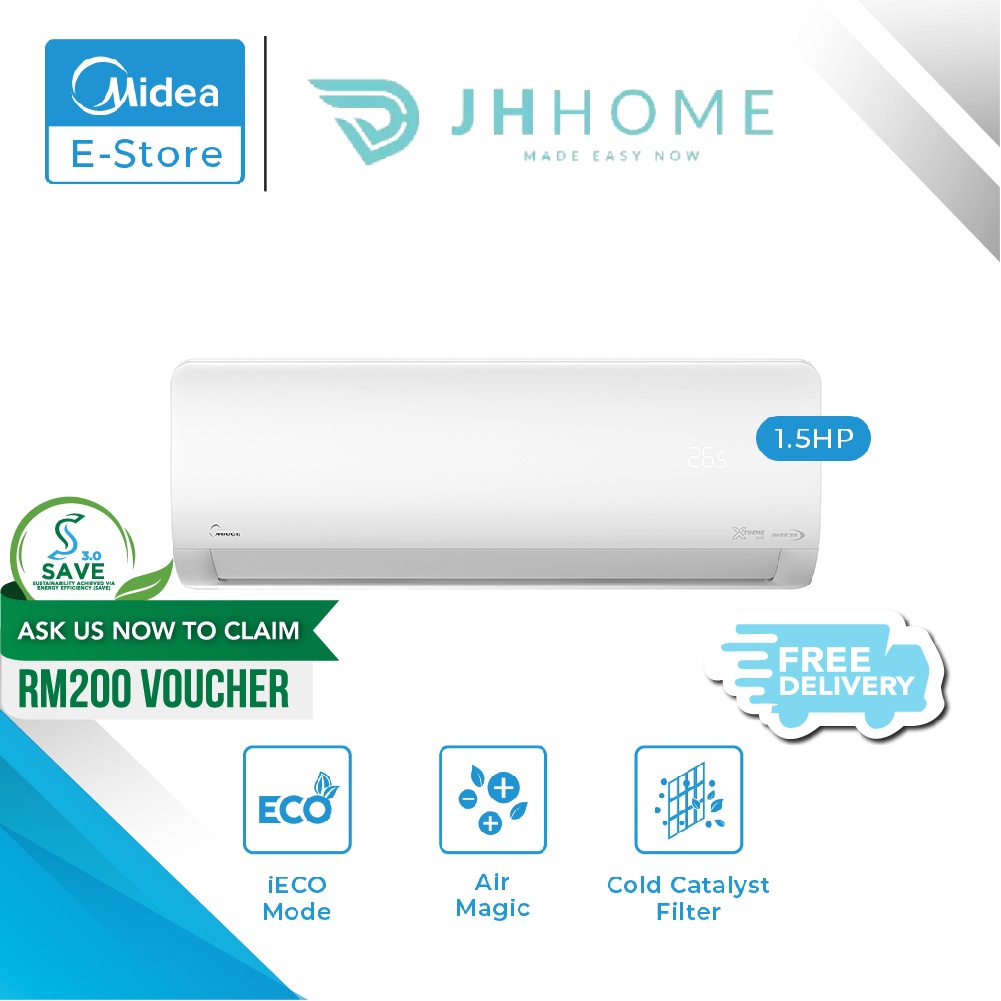 Midea 1.5HP Xtreme Save R32 Inverter Air Conditioner MSXS-13CRDN8 | Aircond | Air Cond | Shopee ...