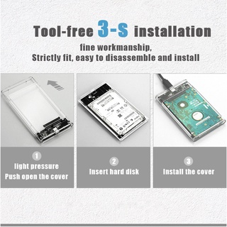 2.5 inch Plastic Transparent HDD SSD Case SATA III to USB 3.0 Hard ...