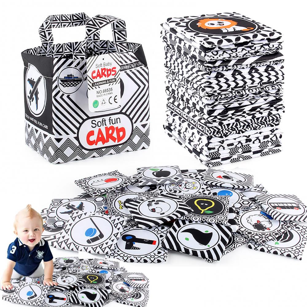 24PCS Baby Visual Stimulation Card Double-sided Black & White High ...