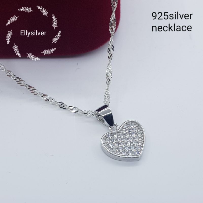 (P1728)925 silver necklace + pendant(rantai silver+loket) | Shopee Malaysia