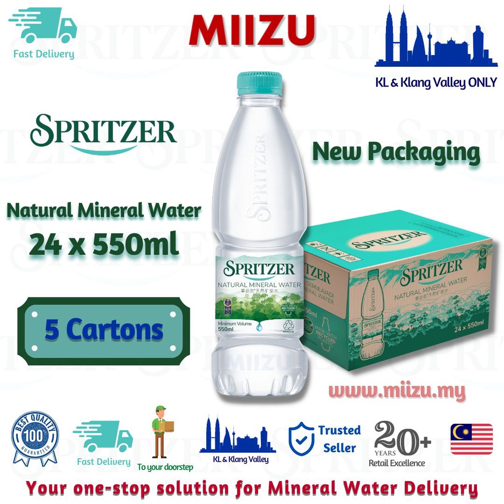 Spritzer Natural Mineral Water 24x550ml - 5 cartons package - KL & Klang Valley only. Fast ...