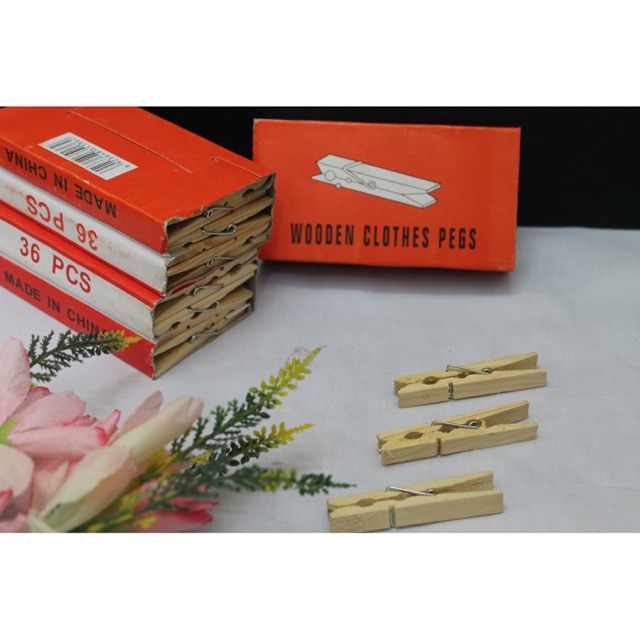 36 pieces Wooden Clothes Pegs / Sepit Baju Kayu (Brown) | Shopee Malaysia