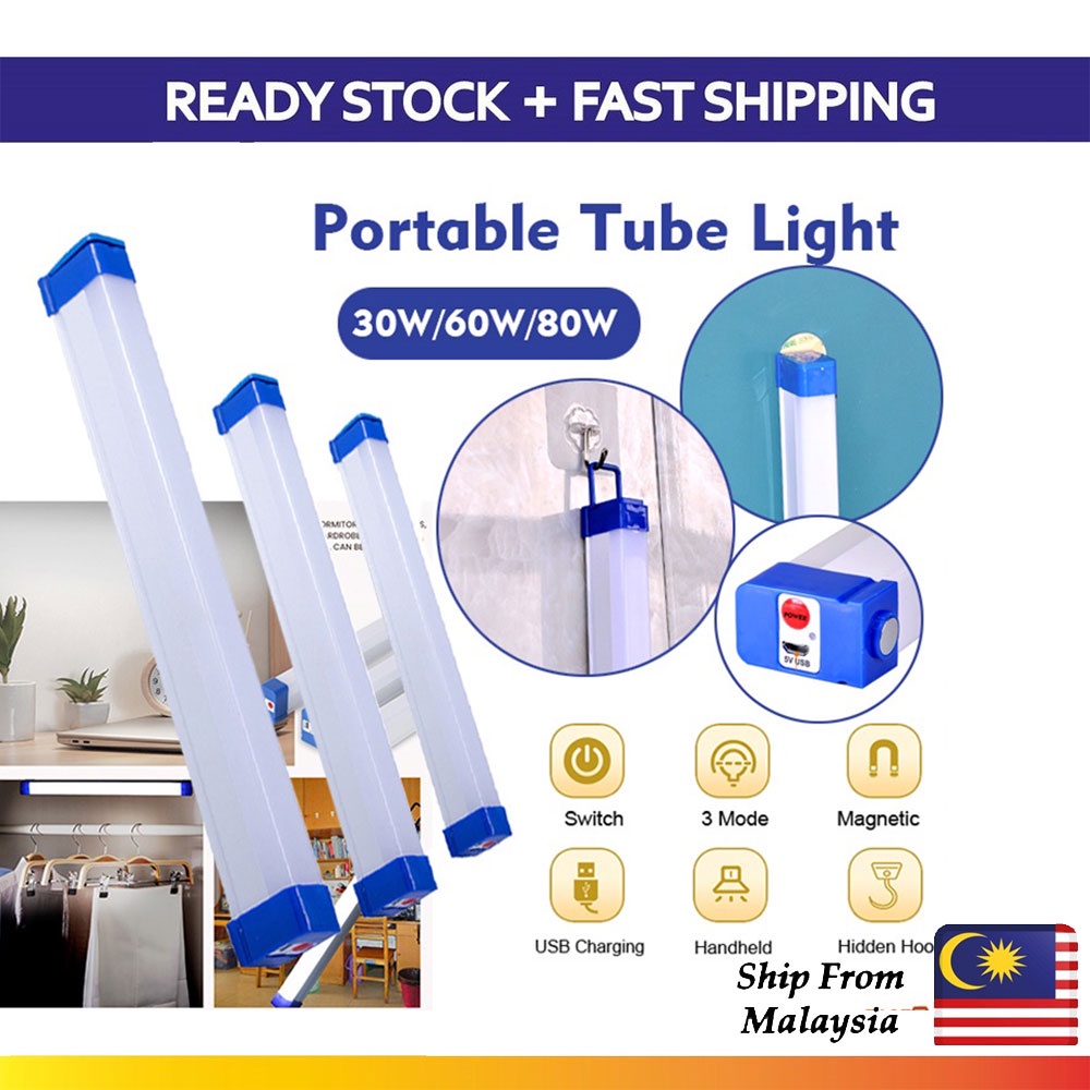 Tube Light Lampu Pasar Malam Led Emergency Light Rechargeable Lamp 30w ...