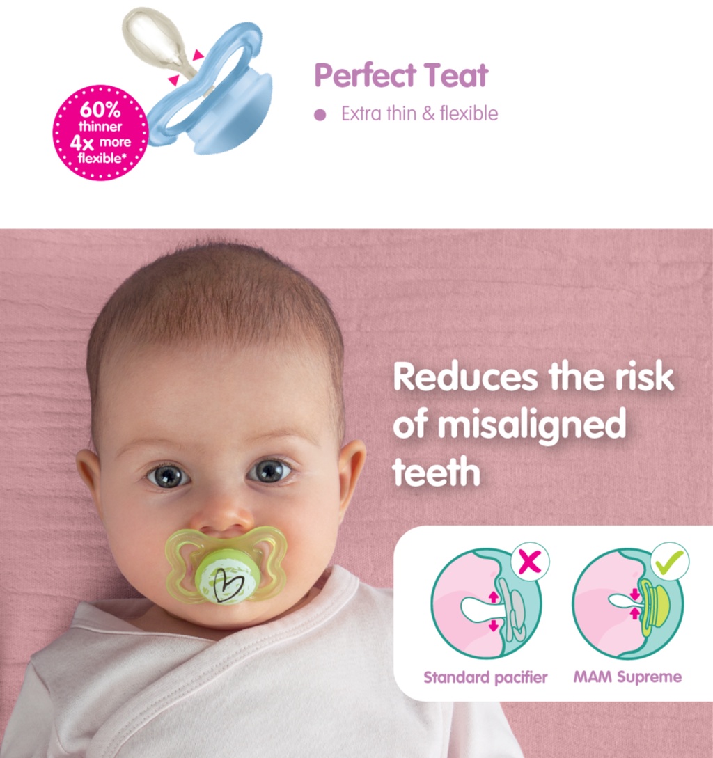 MAM Supreme Pacifier 16+ Months, Orthodontic Baby Soother with Self ...