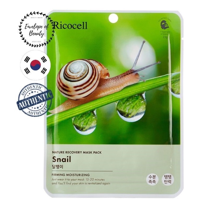 [READY STOCK MALAYSIA] RICOCELL MASK SHEET - SNAIL FACIAL MASK PACK ...