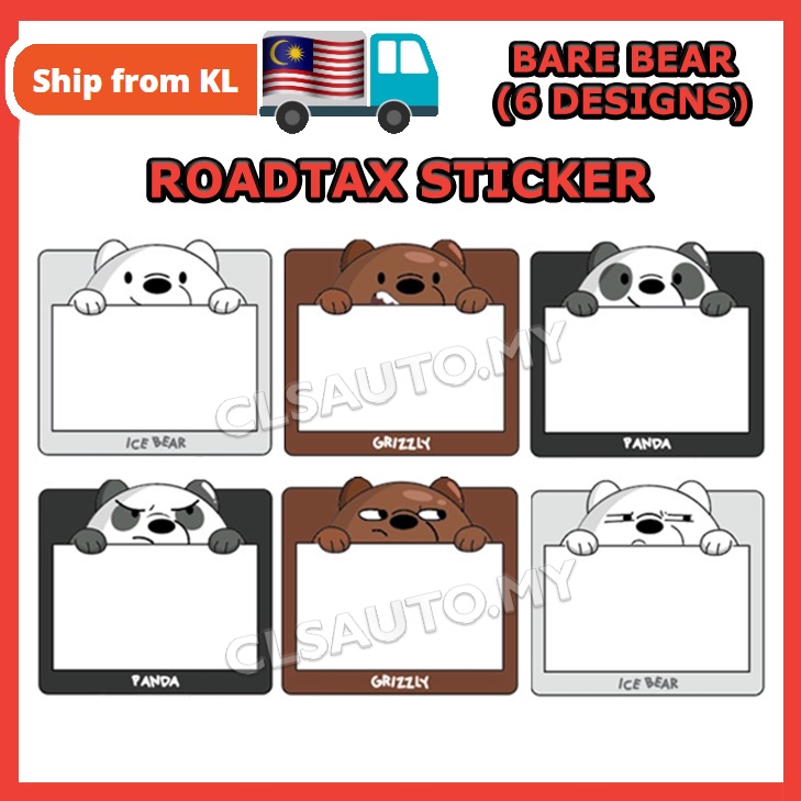 Roadtax Sticker Cute Cartoon Design Car Windscreen Road Tax Sticker ...