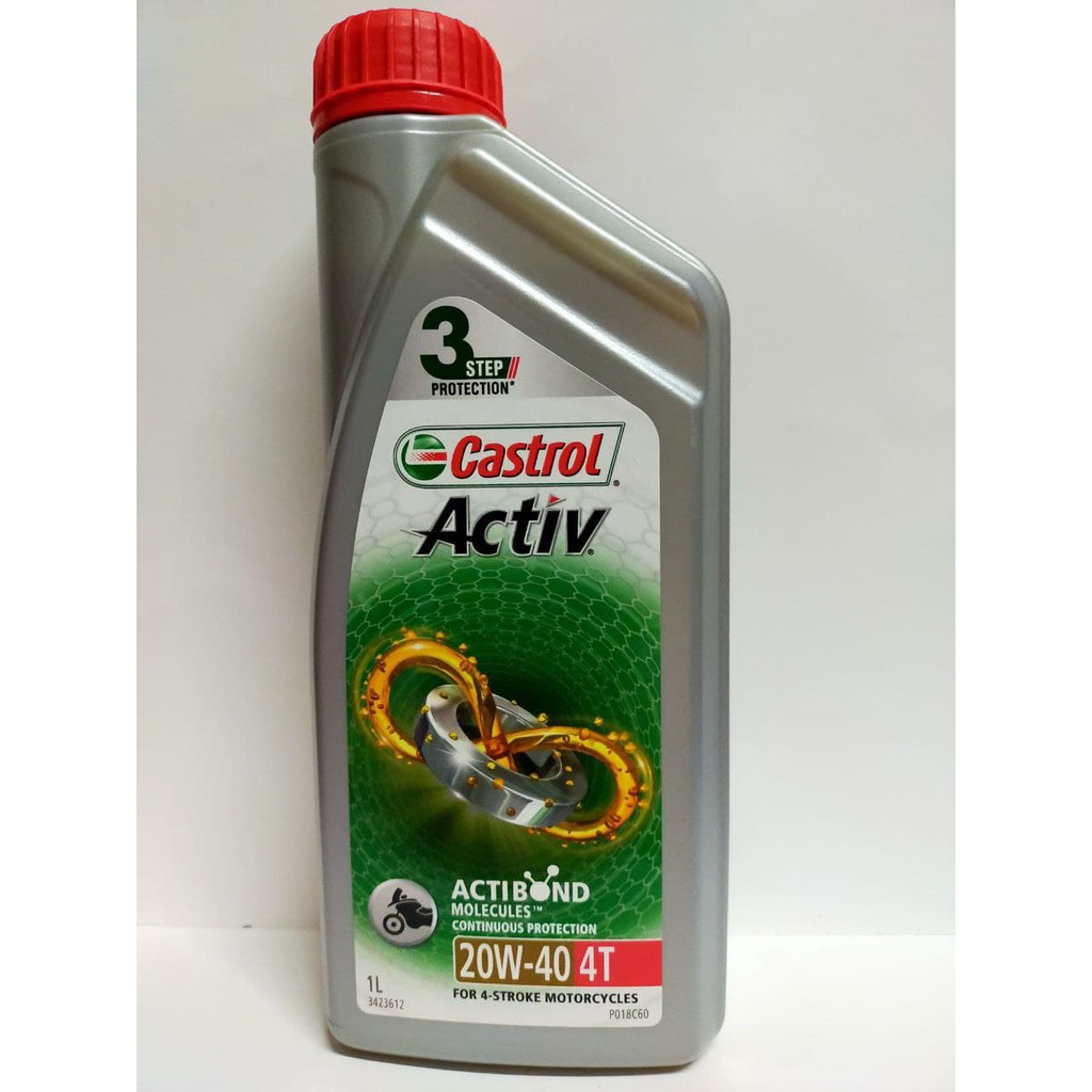100% ORIGINAL CASTROL ACTIV 4T 20W-40 SLIVER MINYAK 4T MINYAK HITAM ...