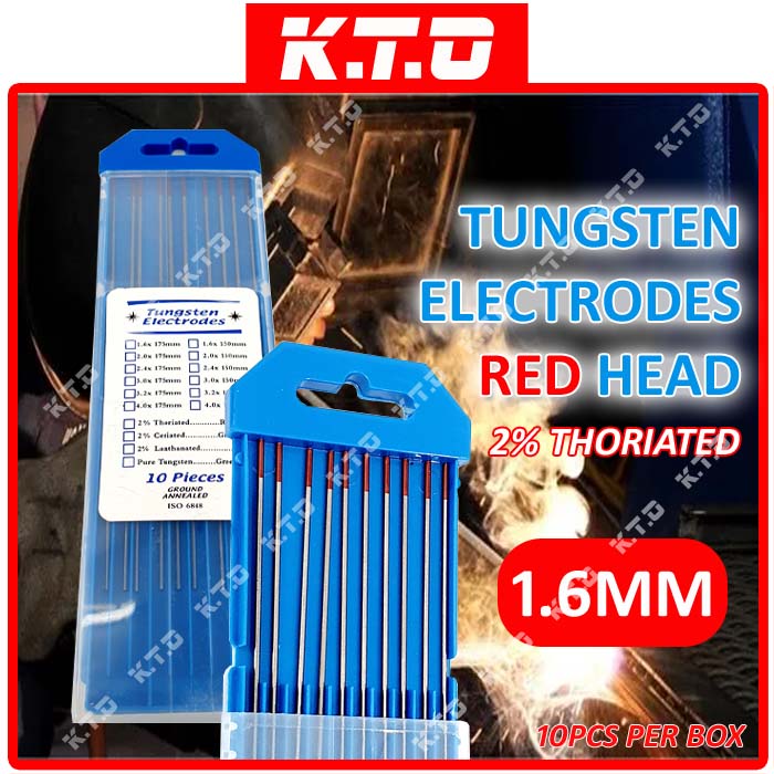 10 Pcs / Box Tig Tungsten Electrode Red Head Rods 2% Thoriated TIG ...
