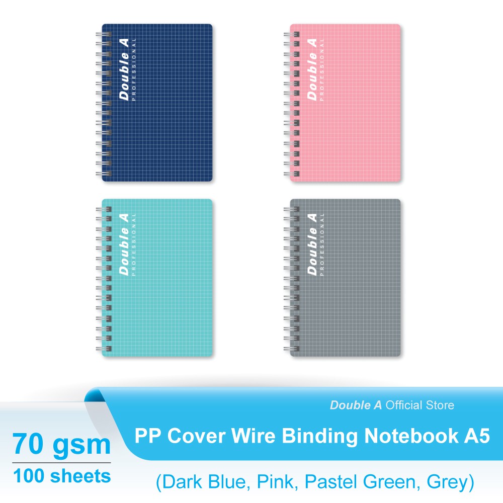 Double A PP Cover Wire Binding Notebook A5 (70gsm / 100 Sheets ...