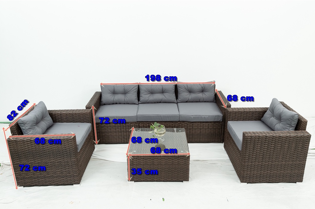 IPRO Rattan Sofa Outdoor Sofa Balcony Garden Table and Chair Set Sofa ...