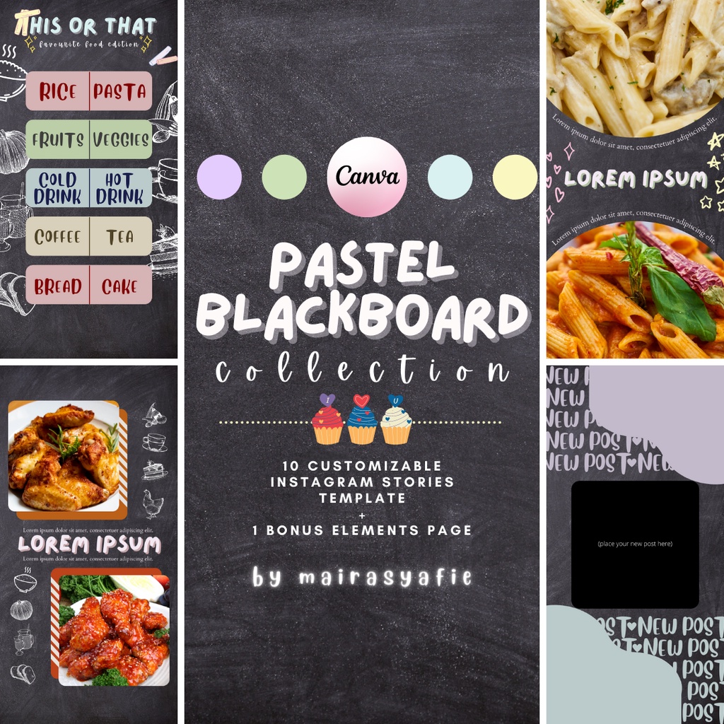 10 Pastel Blackboard Customizable Instagram Story Template Collection ...