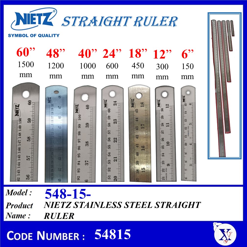54815- NIETZ 24" TO 60" IN/Metric DOUBLE SIZE STAINLESS STEEL STRAIGHT ...