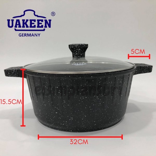 (Ready Stock!!) Uakeen Germany 20/24 /28/32cm Black Induction Granite ...
