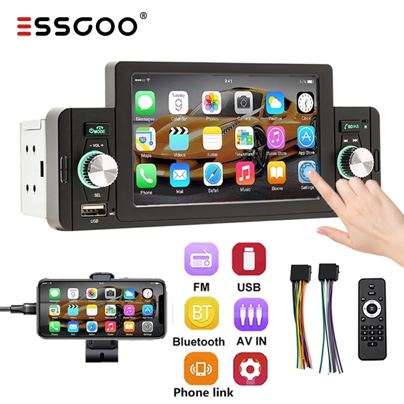 ESSGOO 5" HD Touch Screen Car Stereo Radio Kereta 1 Din Car Player Mirror Link Bluetooth FM/USB ...