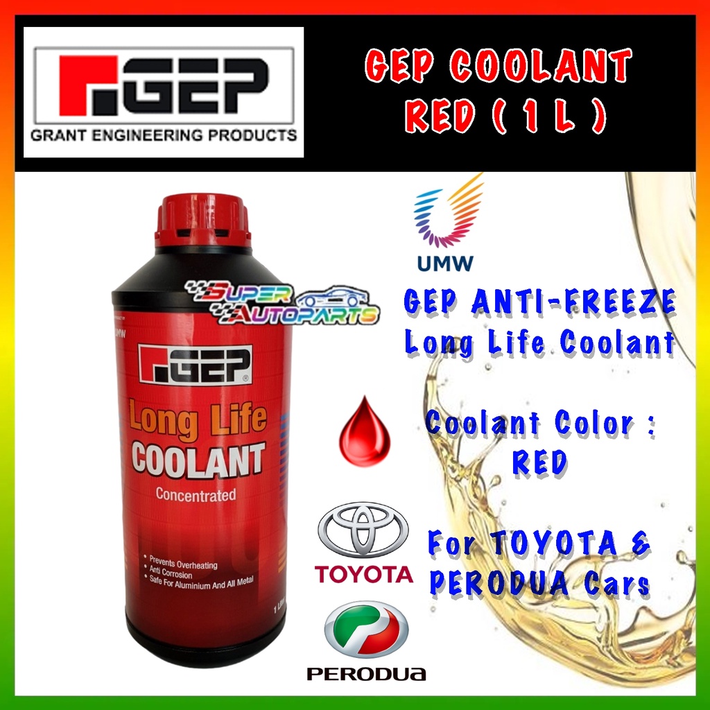 GEP UMW LONG LIFE COOLANT RED 1L for TOYOTA Radiator Coolant Antifreeze air coolant merah air ...