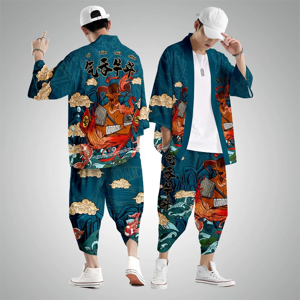 Large two-piece suits for men and women, XS-6XL Japanese cardigan ...