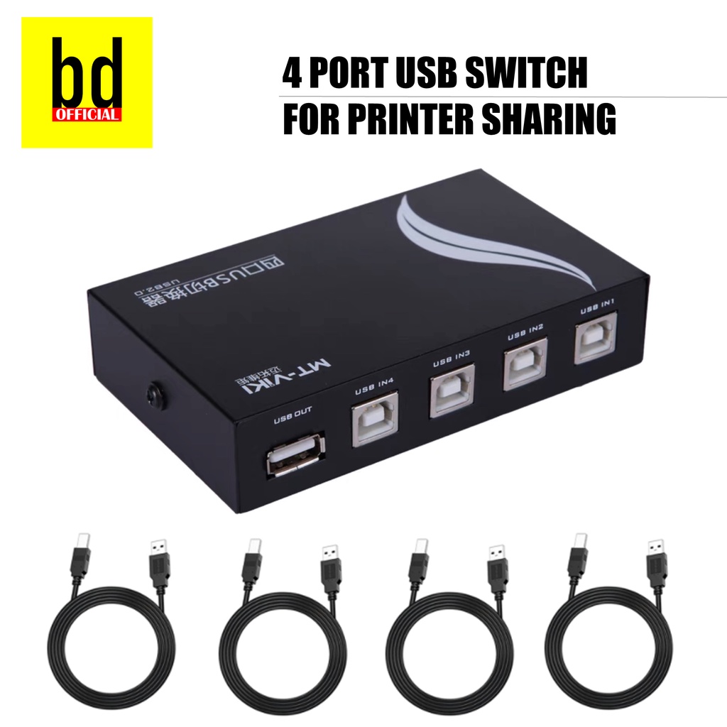 4 Port USB 2.0 Switch Manual Sharing Printer Scanner Hub Keyboard Mouse ...