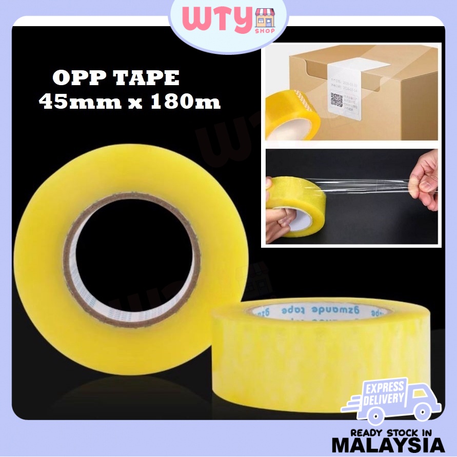 OPP Tape 45mm x 180 meter Transparent Yellow Strong Adhesive Packing ...