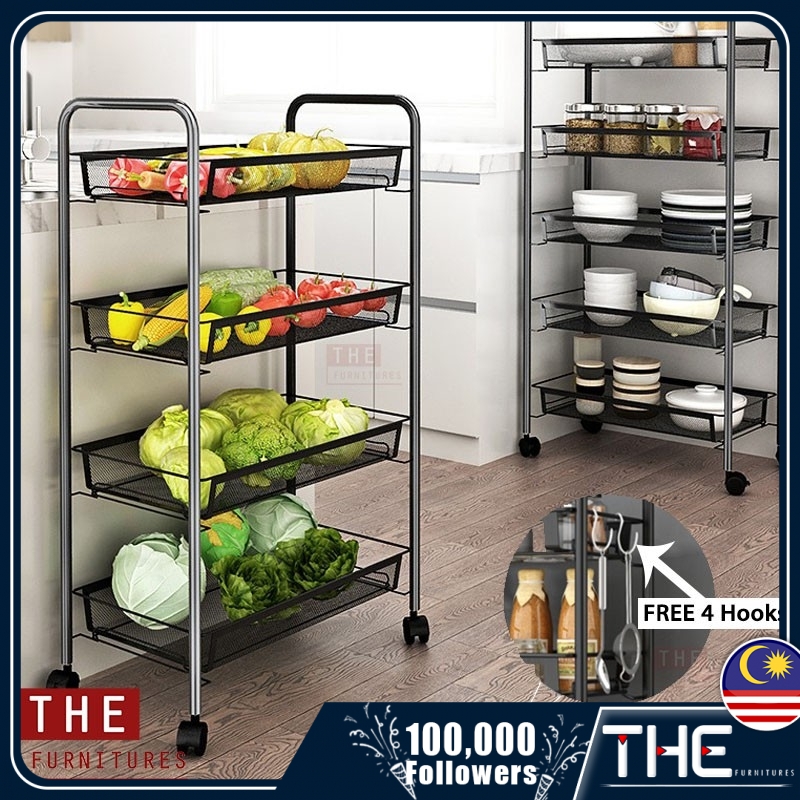 THE 100% Full Metal (3/4/5 Tiers) Simple Modern Design Kitchen Rack ...