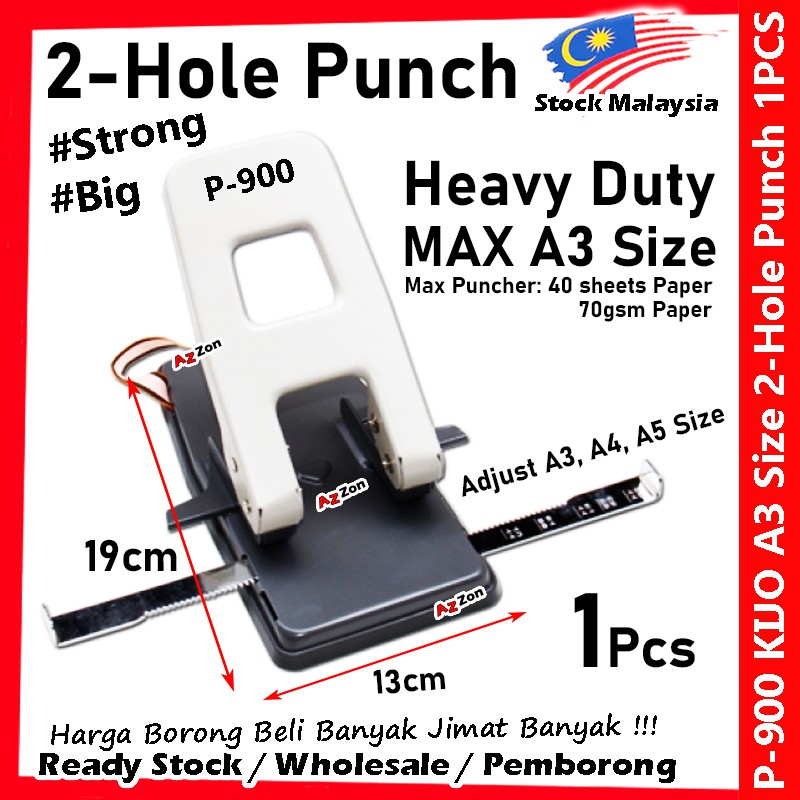KIJO Heavy Duty 2 Hole Punch A3 / A4 / A5 – P-900 Big Strong Puncher ...