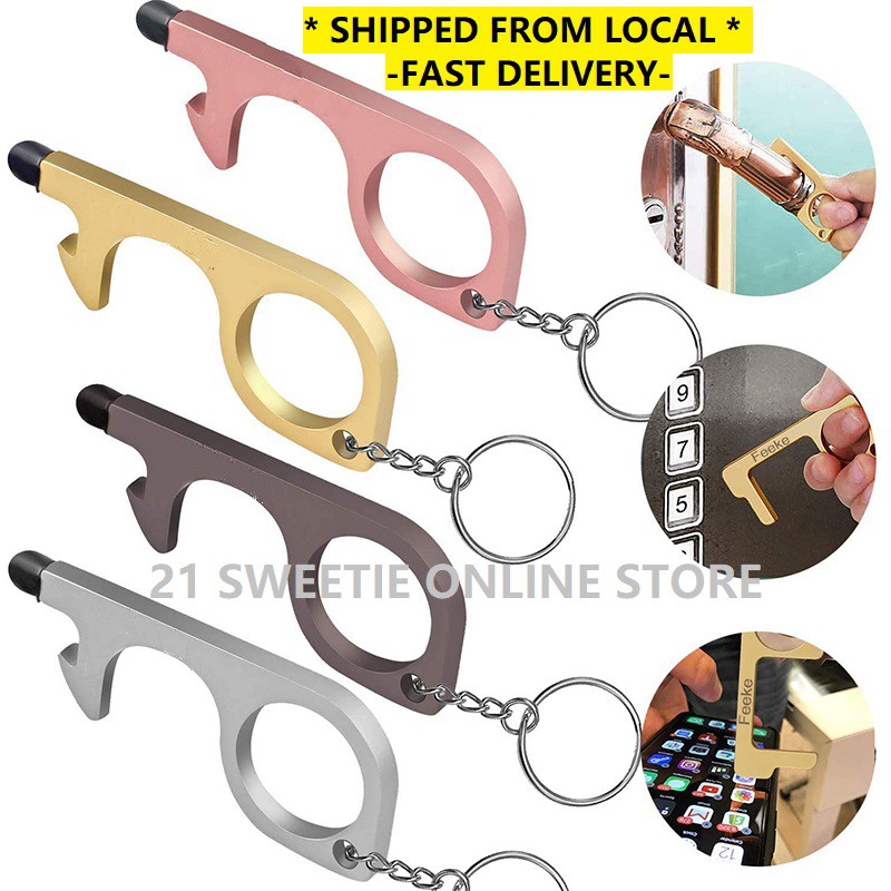 EDC Anti Contact Door Opener Handheld Non-Contact Portable Key Chain No ...