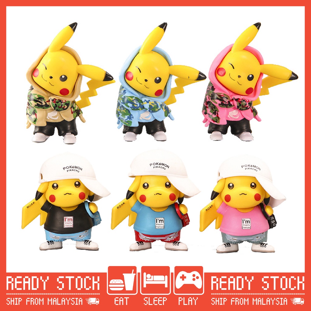 8cm to 10cm Pokemon GO Character Pikachu Jacket Hip Hop Duck Cap PVC ...