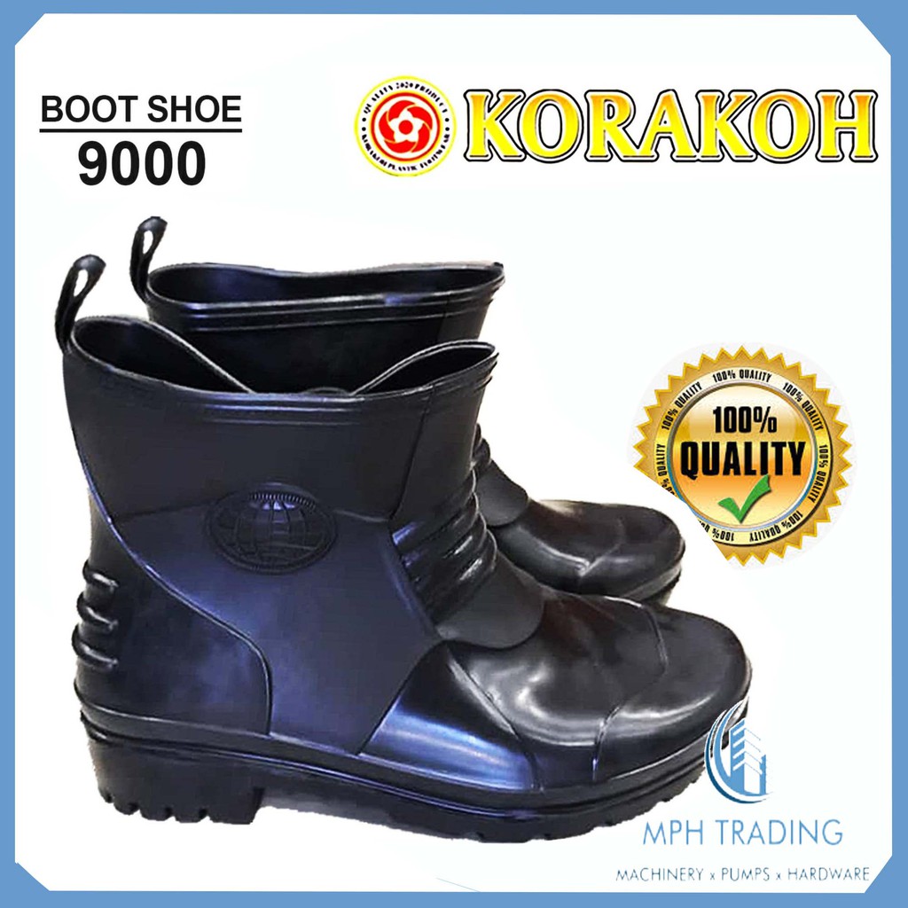 Korakoh 9000 Rubber Black Boots Black Rubber Shoes Rain Boots Waterproof | Shopee Malaysia