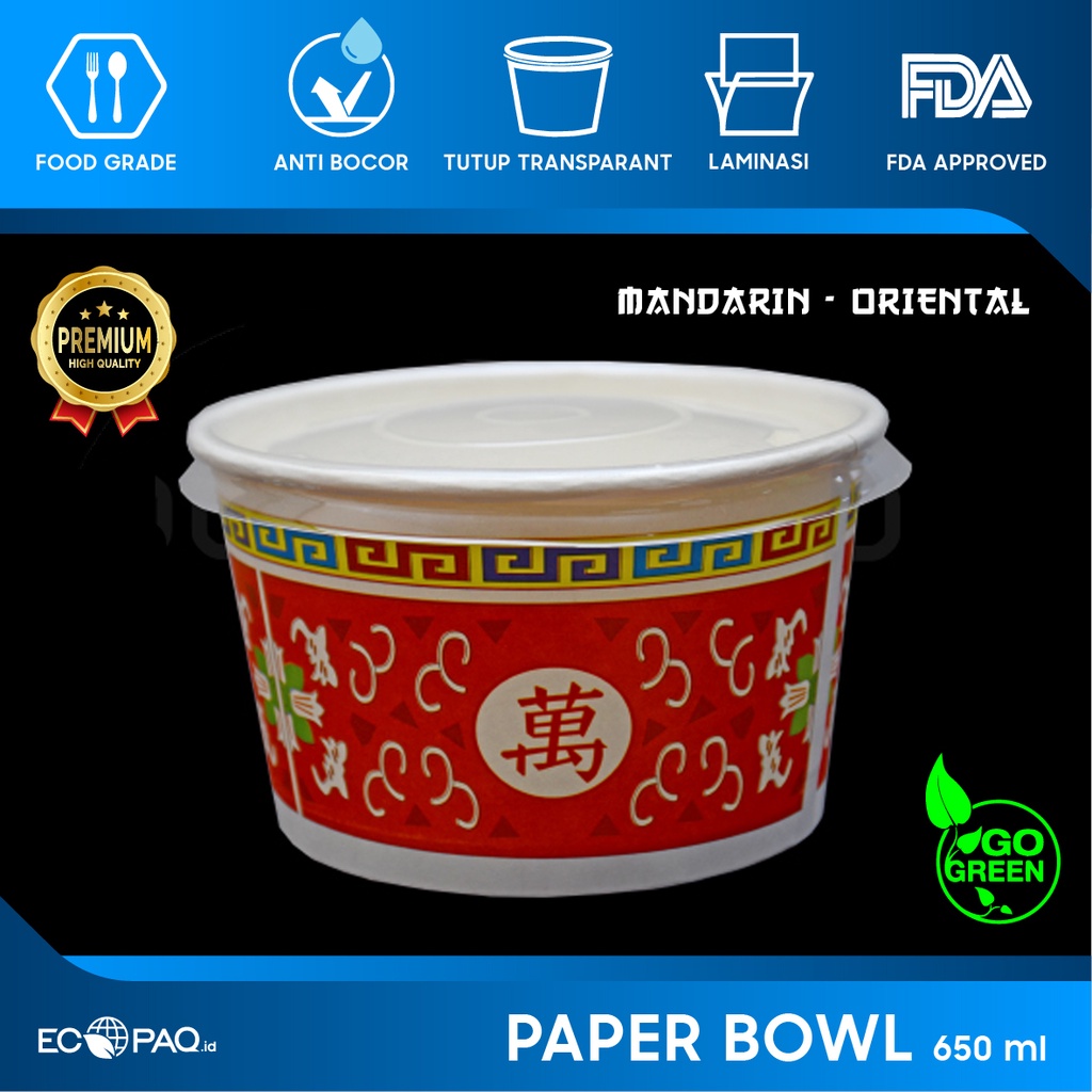 Paper Bowl - Paper Bowl - ORIGINAL CHINESE SCHOOL + LID (50 sets ...
