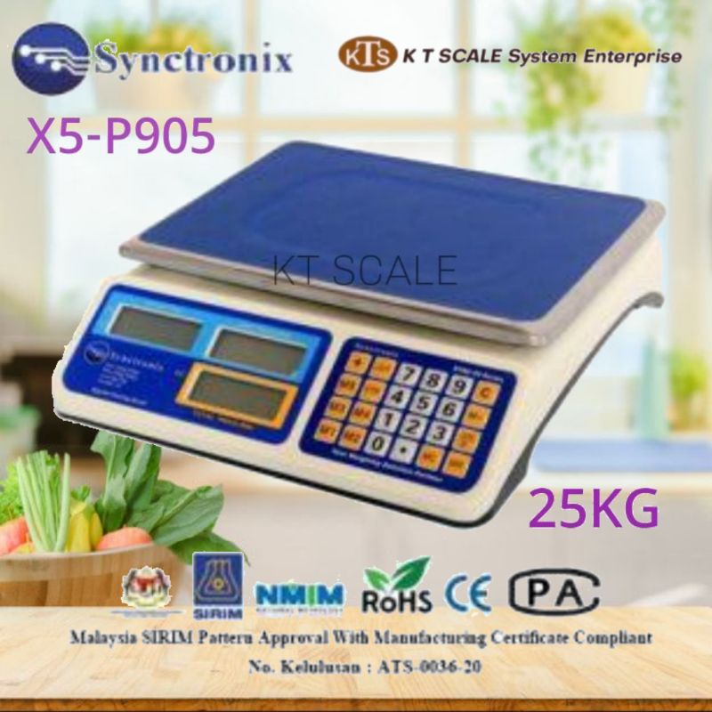 25KG SYNCTRONIX DIGITAL PRICING SCALE X5 SERIES P905 | Shopee Malaysia
