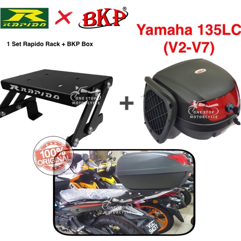 (1 SET) BKP BOX+RAPIDO ADJUSTABLE RACK FOR YAMAHA 135LC (V1-V8 ...
