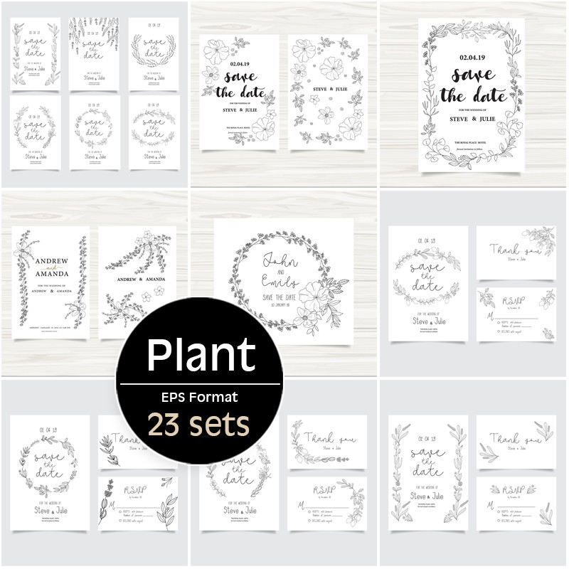 Plant Design Template Bundle Pack / Flower / Invitation Card / Wedding ...