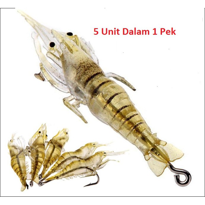 Soft Plastic Lure Prawn 3.5cm 1g x 5 Pieces With "J " Hook , Gewang ...