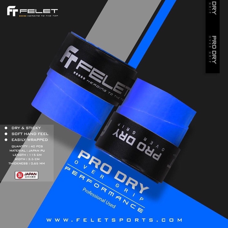 FELET Pro Dry Overgrip 100%ORIGINAL Made in Japan 日本製 for Badminton ...