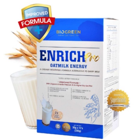 NEW STOCK BIOGREEN ENRICH PRO OATMILK ENERGY 11 sachet x 30gm( Exp 4/ ...