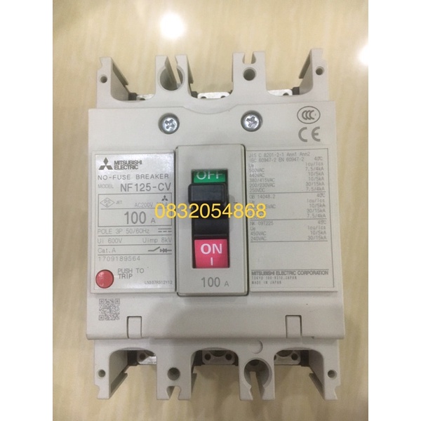Aptomat MCCB Mitsubishi NF125-CV 3P 100A | Shopee Malaysia