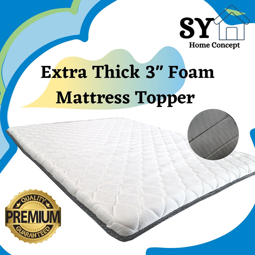(Premium Quality)Extra Thick 3" Topper Single Topper/Queen Topper/Super ...