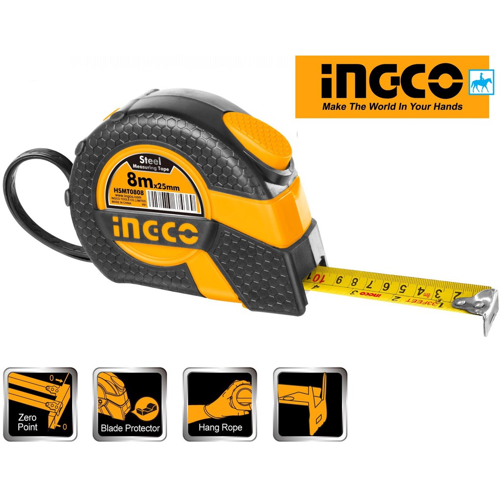 Steel Measuring Tape 8 meters gold base Steel Measuring Tape INGCO ...