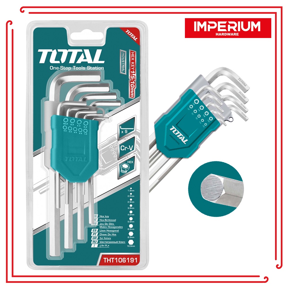 Allen Key TOTAL Set 9 Pcs Hex 1.5 -10mm (THT106191) | Shopee Malaysia