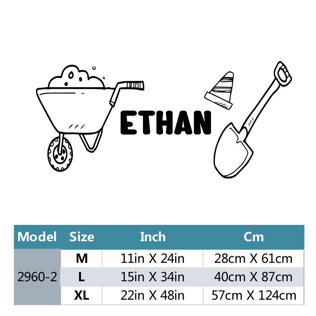 Cute Engineering Vehicle Custom Name Wall Sticker For Kids Room ...