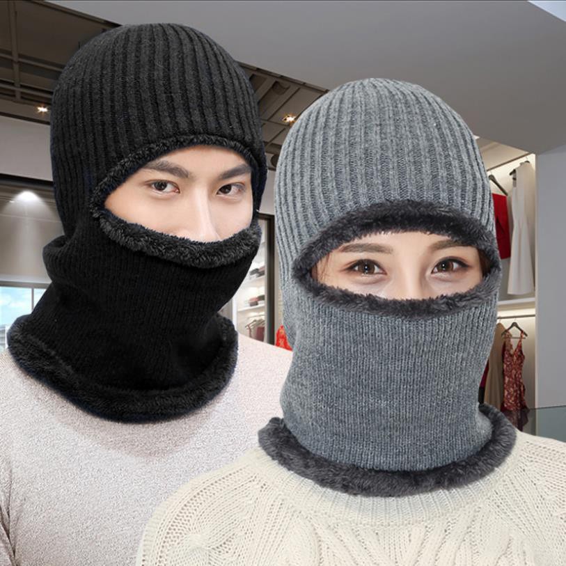 Ninja-style full-face fur-lined wool hooded hat, 1 shape, 3 styles ...