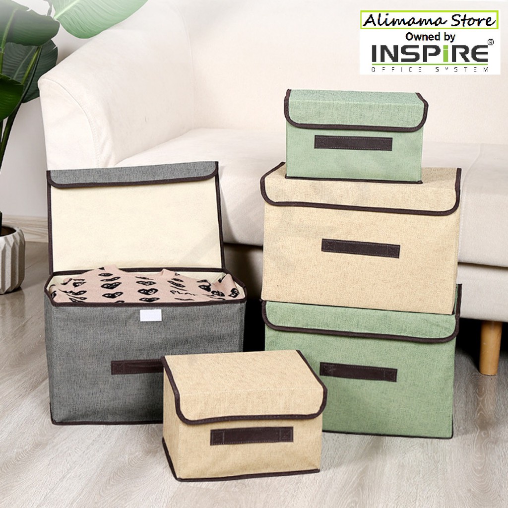 Storage Box Foldable Linen Cloth Storage Box Ready Stock | Shopee Malaysia