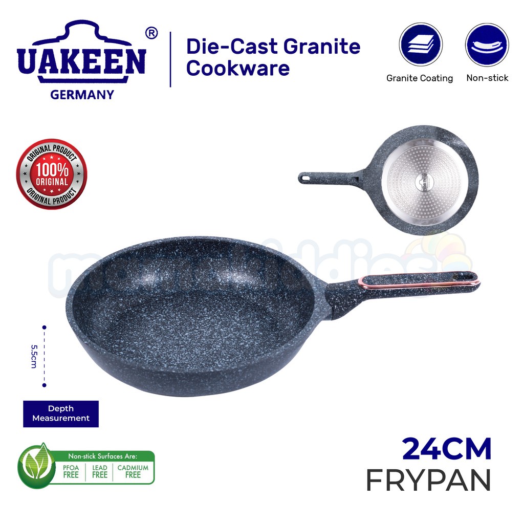 (MINOR DEFECT) Uakeen Original 20-32Cm Deep Frying Pan Granite Non ...