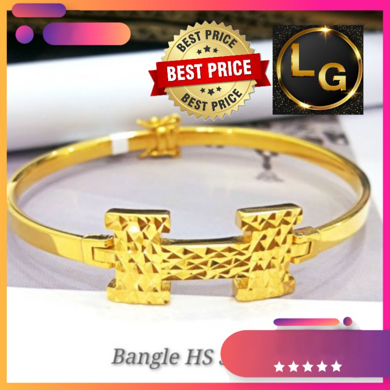 Bangle H inspired all gold shining emas 916 tulen | Shopee Malaysia
