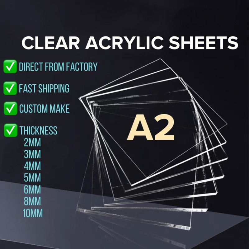 Acrylic Sheet A2 Size (420mm width x 594mm length)/(400mm x 600mm ...