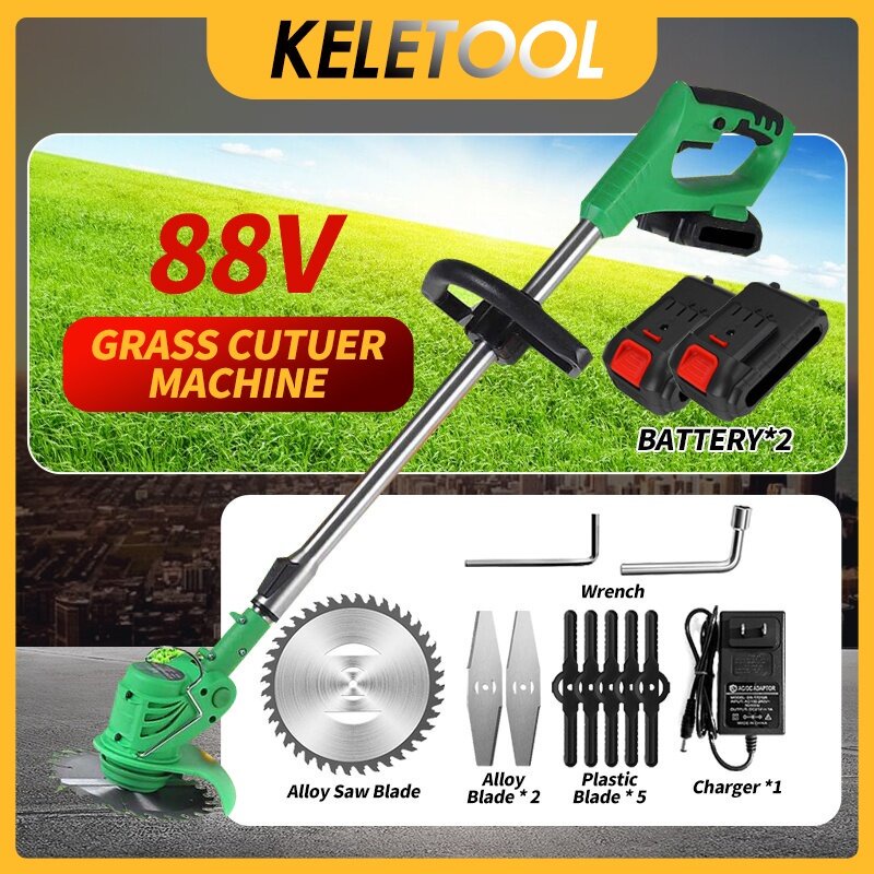 88v Cordless Grass Cutter Hand Push Electric Lawn Pruning Machine Mower ...