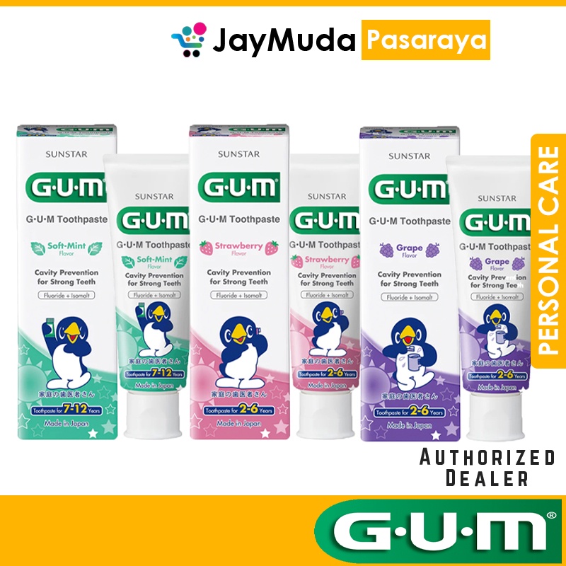 GUM Kids Toothpaste 70g 2-12 Year Children's Fluoride Kids & Baby Mint ...