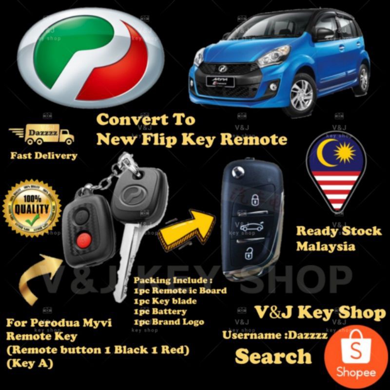 Perodua Myvi Remote Flip Key A | Shopee Malaysia