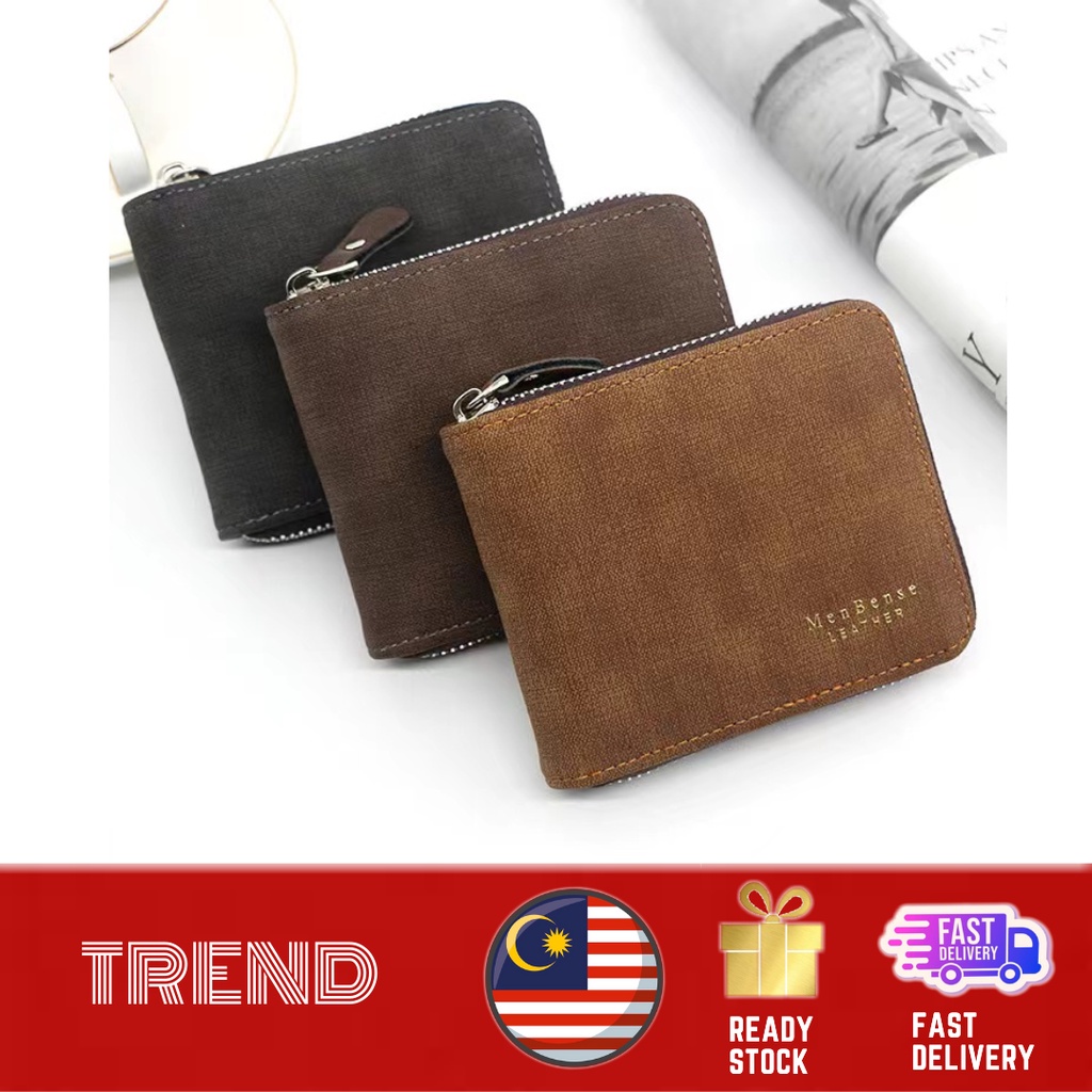 TREND New Design Leather Zipper Bifold Men Wallet Dompet Lelaki Wallet ...